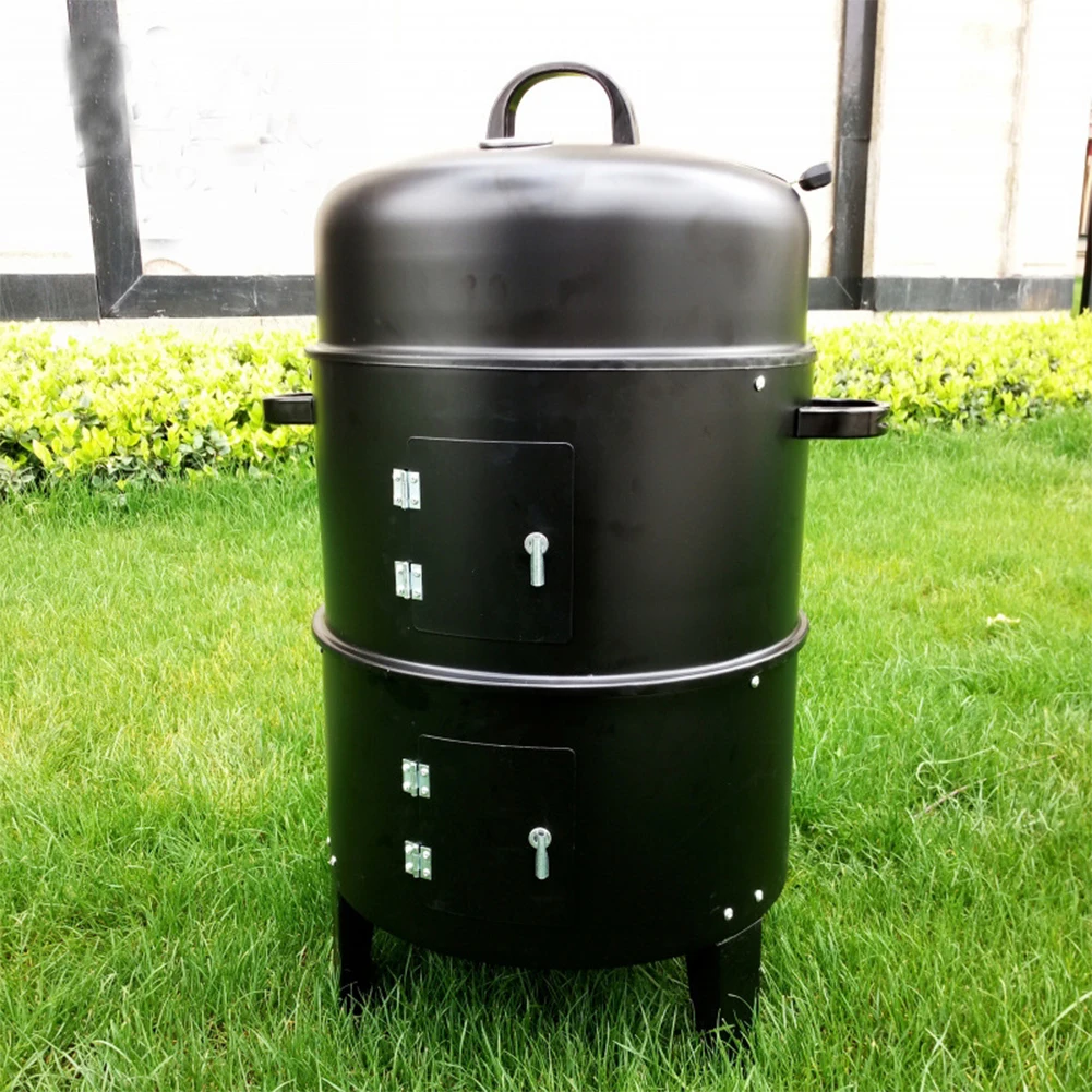 Vertical BBQ Smoker Grill with Air Vent Charcoal Smoker with Built-in ...