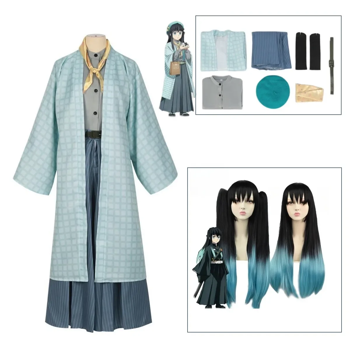 Tokitou-Muichirou-Cosplay-Costume-Kimono-Wigs-Hat-Muichirou-s-Gorgeous ...