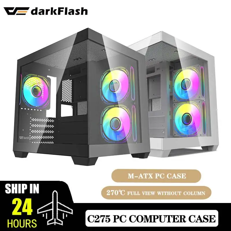 Darkflash C275P PC Case Sea View Room Gaming Computer Desktop M-ATX ...