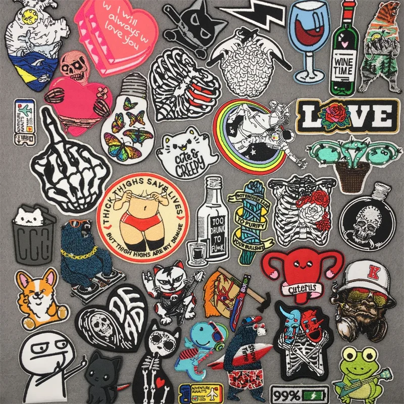 Punk-Sticker-Jacket-Iron-on-Transfers-for-Clothing-Anime-Patch-Funny ...