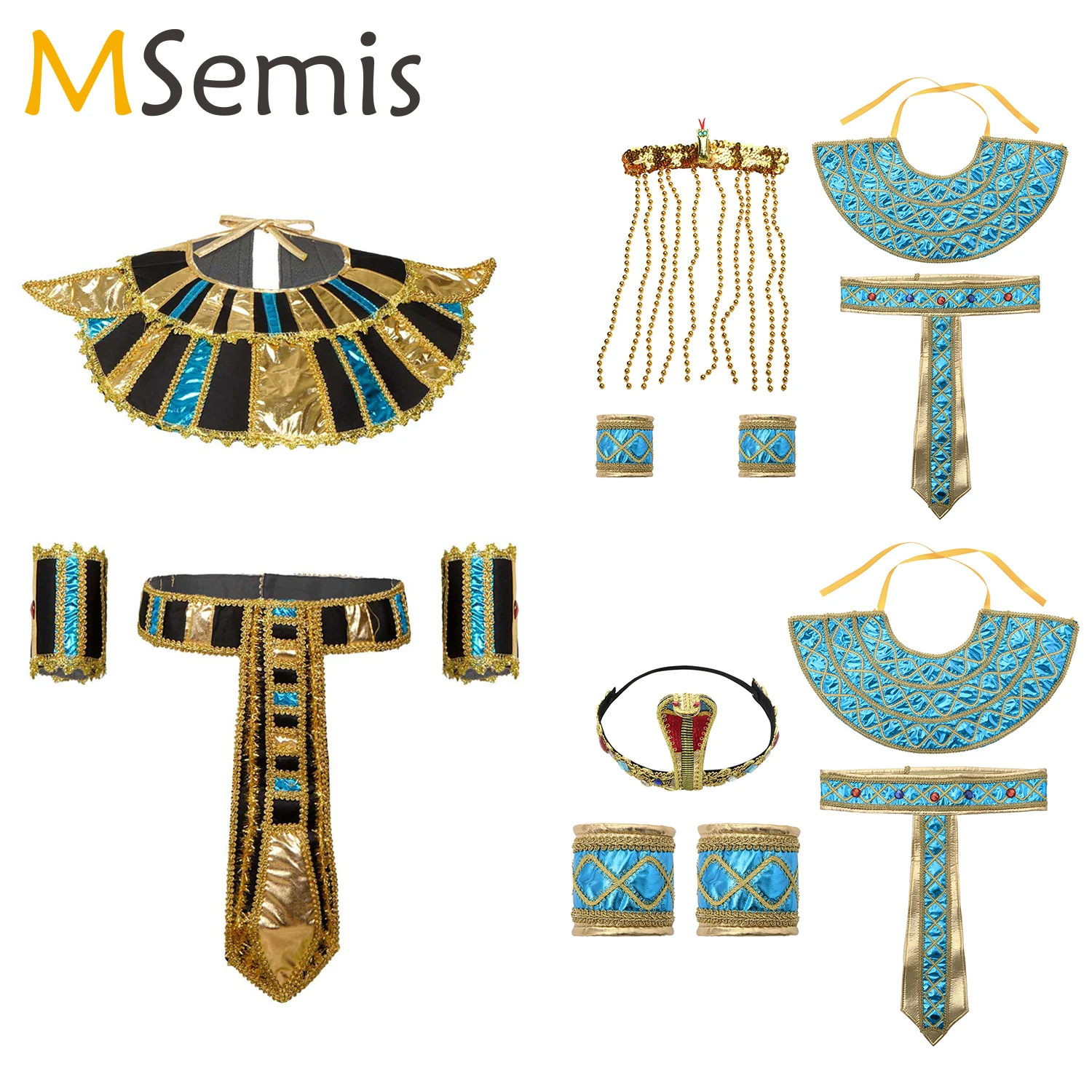 Men Women Ancient Rome Pharaoh Cosplay Costume Collar Arm Sleeves Belt ...