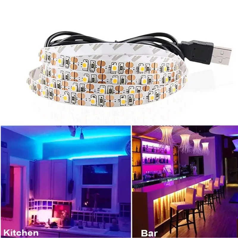 USB LED Strip Light DC 5V 3key Control RGB Lights Flexible USB LED Lamp ...