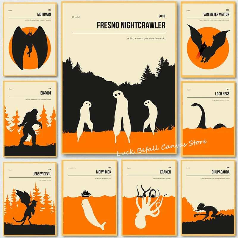 Cryptid-Cryptozoology-Book-Cover-Poster-Mothman-Kraken-Bigfoot-Loch ...