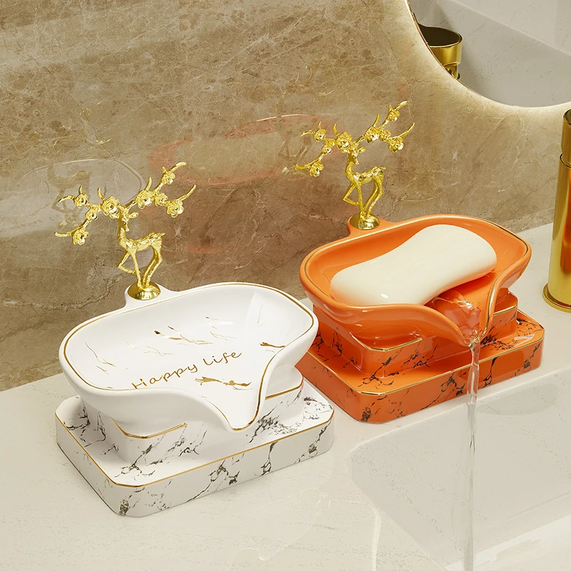 Light-luxury-soap-box-Soap-box-drain-shelf-decoration-perforation-free ...