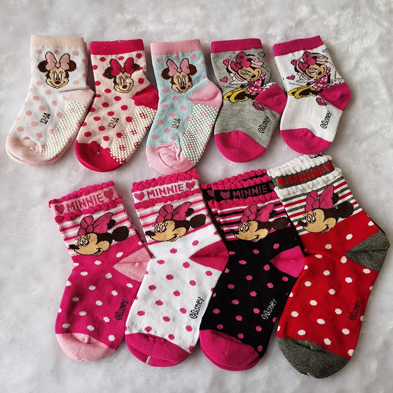 Disney Mickey Mouse Socks for Kids Minnie Cartoon, respirável, curto ...