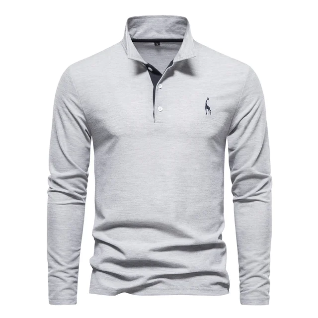 Long sleeve polo shirt in solid color – Dresoo