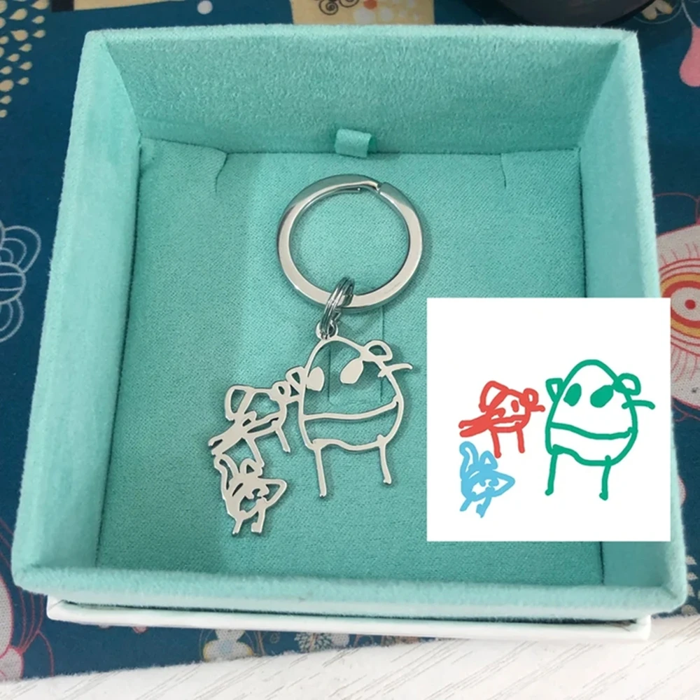 Customized-Children-Drawing-Keychain-Kids-Artwork-Personalized-Custom ...