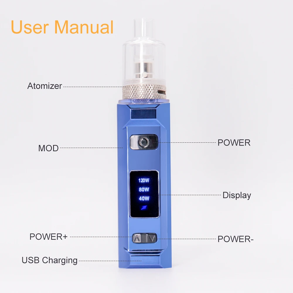 Electronic Vape 120W Box Mod Kits Built-in 2200mah Battery Adjustable ...