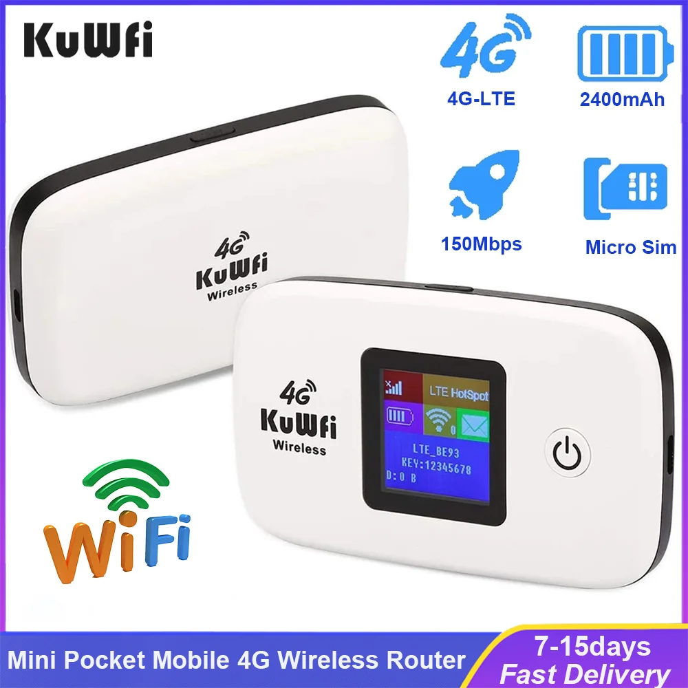 KuWfi 3G/4G LTE Mobile Router 150Mbps Pocket Modem Mini Protable ...