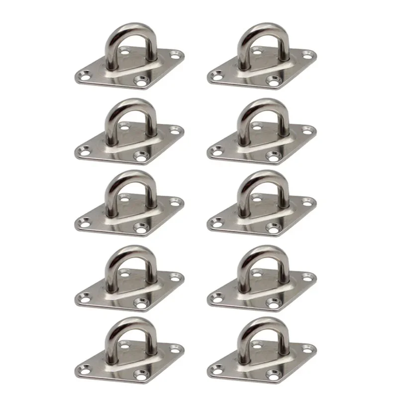 10x Stainless Steel Pad Eye Plate U Hook 2.36in/60mm Heavy Ceiling Hook ...