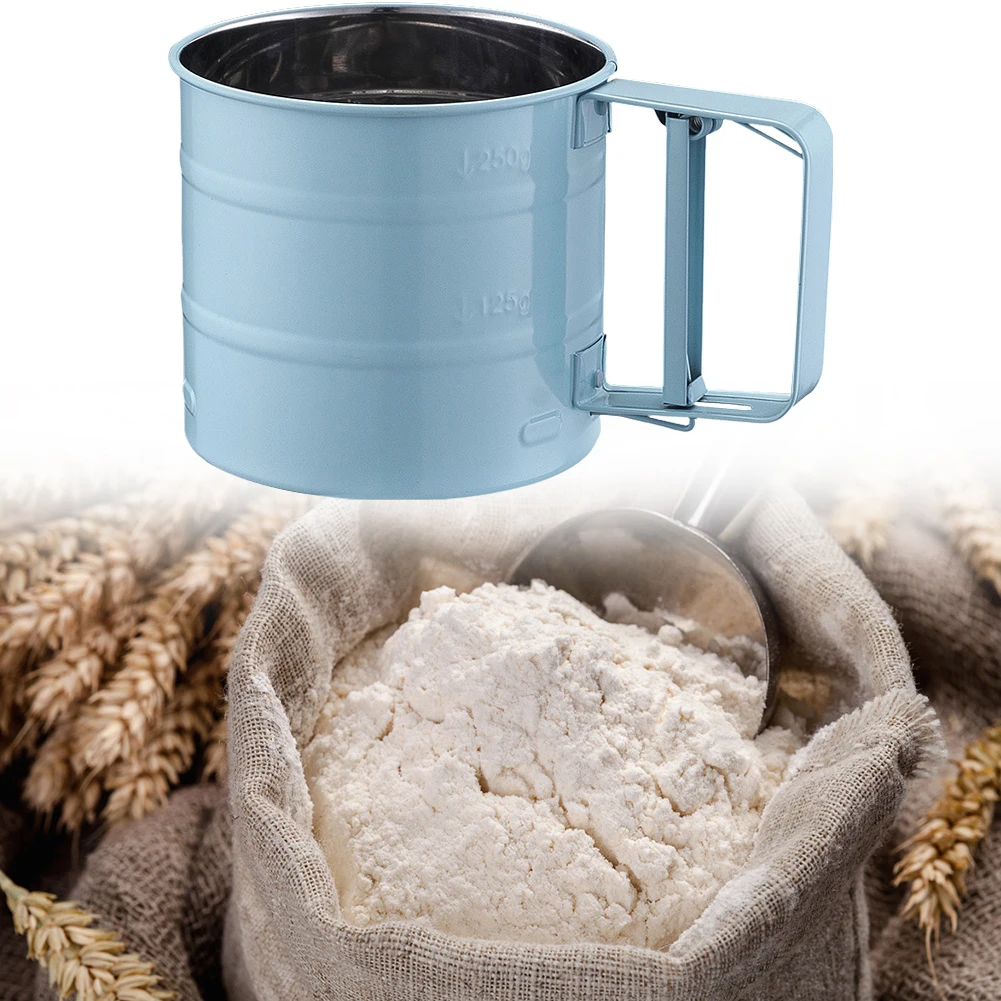 Hand Crank Flour Sieve Stainless Steel Baking Sifter Fine Mesh One Hand ...