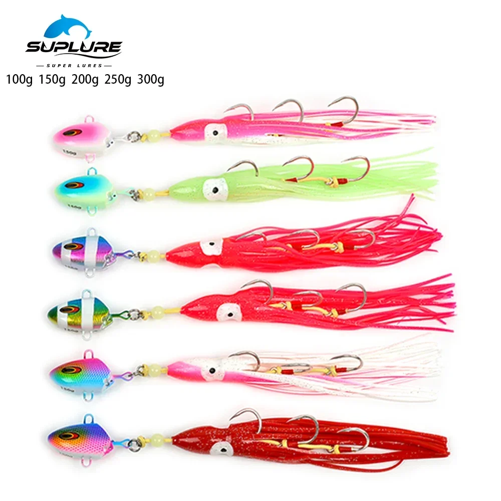 SUPERLURES-Trolling-Jig-Lure-100g-300g-Kabura-Fish-Head-Squid-Assist ...