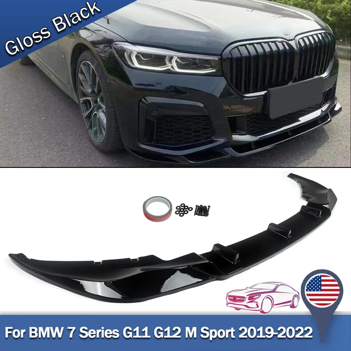FOR-BMW-7-SERIES-G11-G12-FRONT-SPLITTER-VALANCE-LIP-M-PERFORMANCE-GLOSS ...