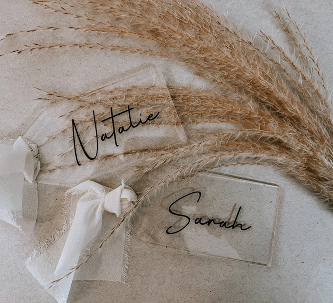 Personalized Custom Acrylic Ribbon Tags Custom Wedding Name Tags ...