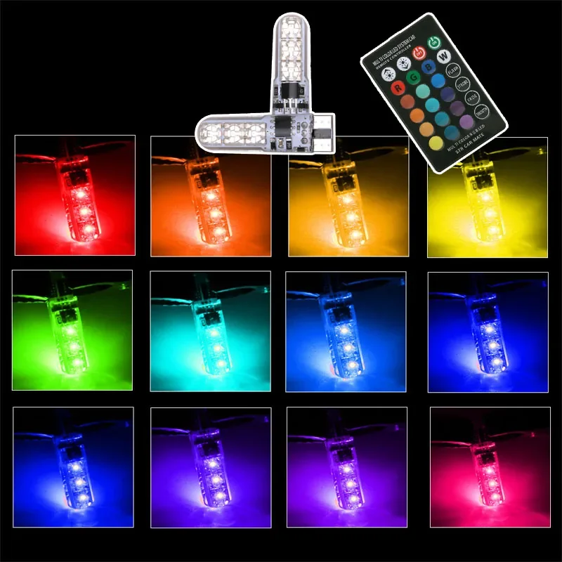T10-W5W-194-5050-LED-RGB-Lights-Car-Interior-Wedge-Side-Signal ...