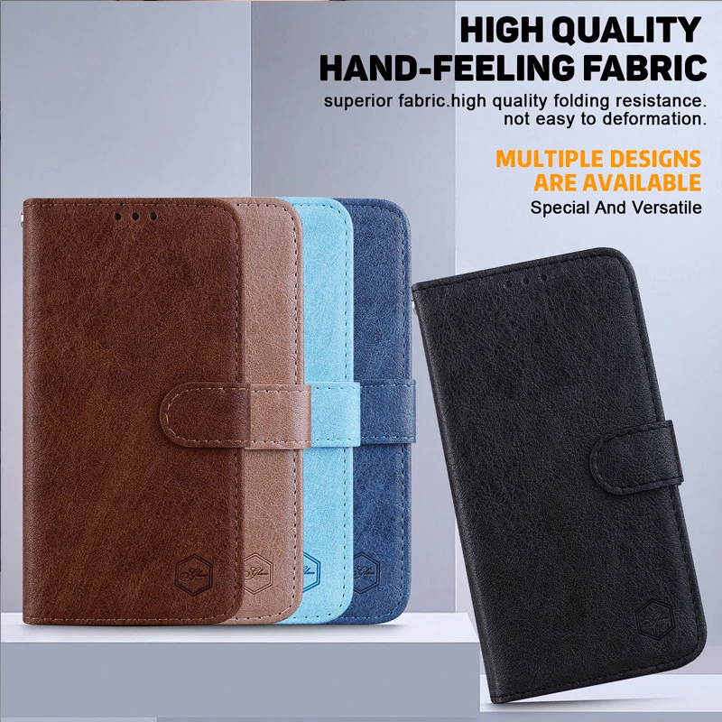Premium Magnetic Flip Leather Wallet Case with Card Slots – Solid Color ...
