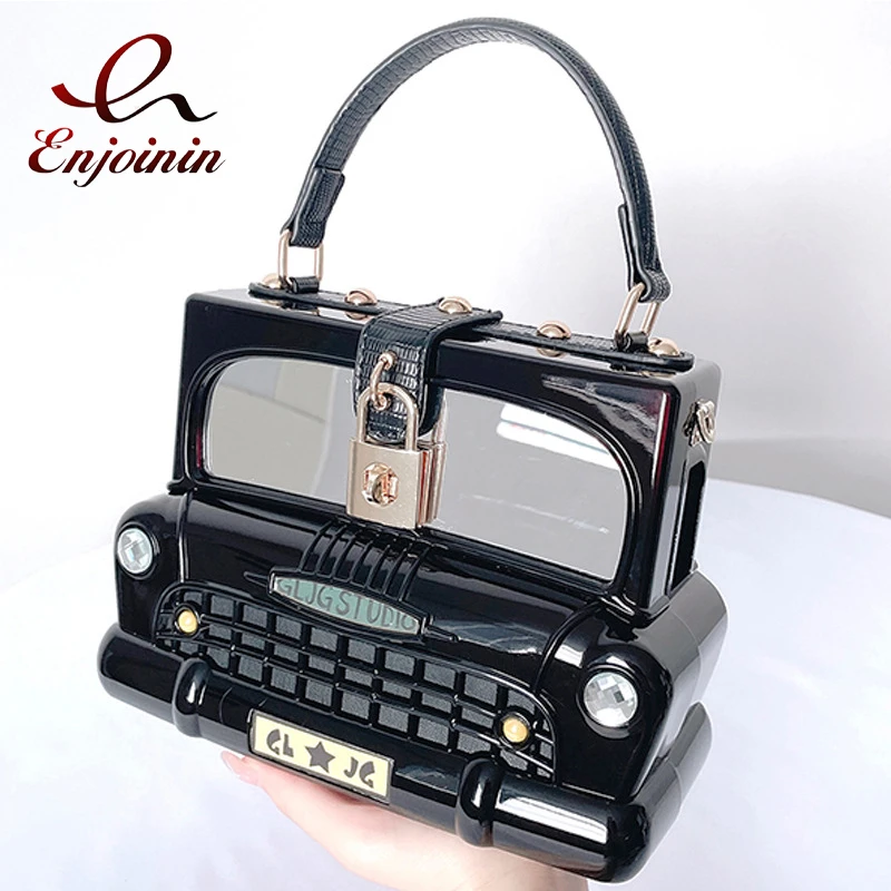 Black Car Shape Women Handbag Shoulder Bag Acrylic Box Style Purse ...
