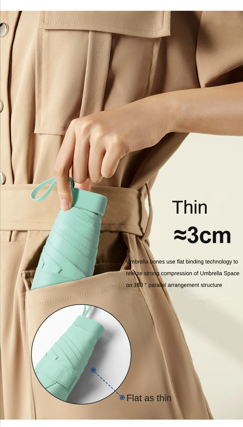 Mini Parapluie de Poche pour Femme, Protection Solaire UV, Imperméable ...