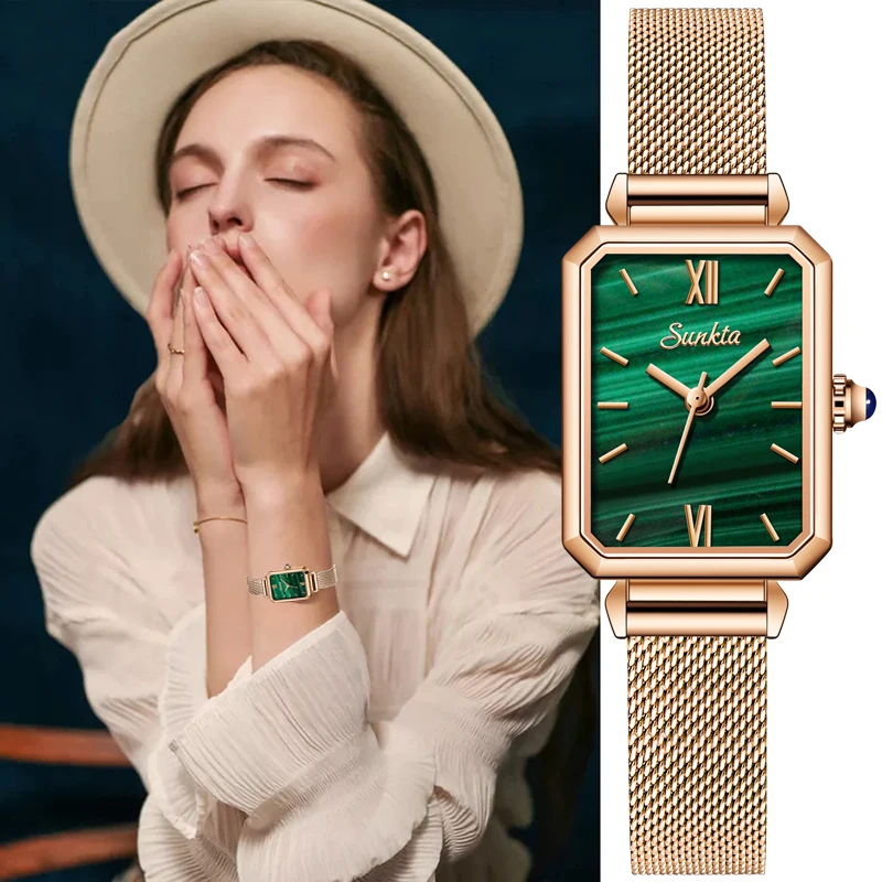 New LIGE Brand SUNKTA Women Watch Quadrate Quartz Waterproof ...