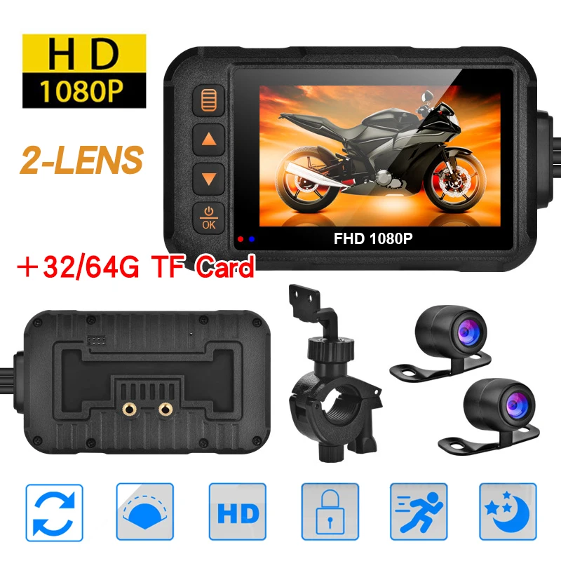 Dual-720P-Motorcycle-DVR-Full-Body-Waterproof-Moto-Camera-Dash-Cam ...