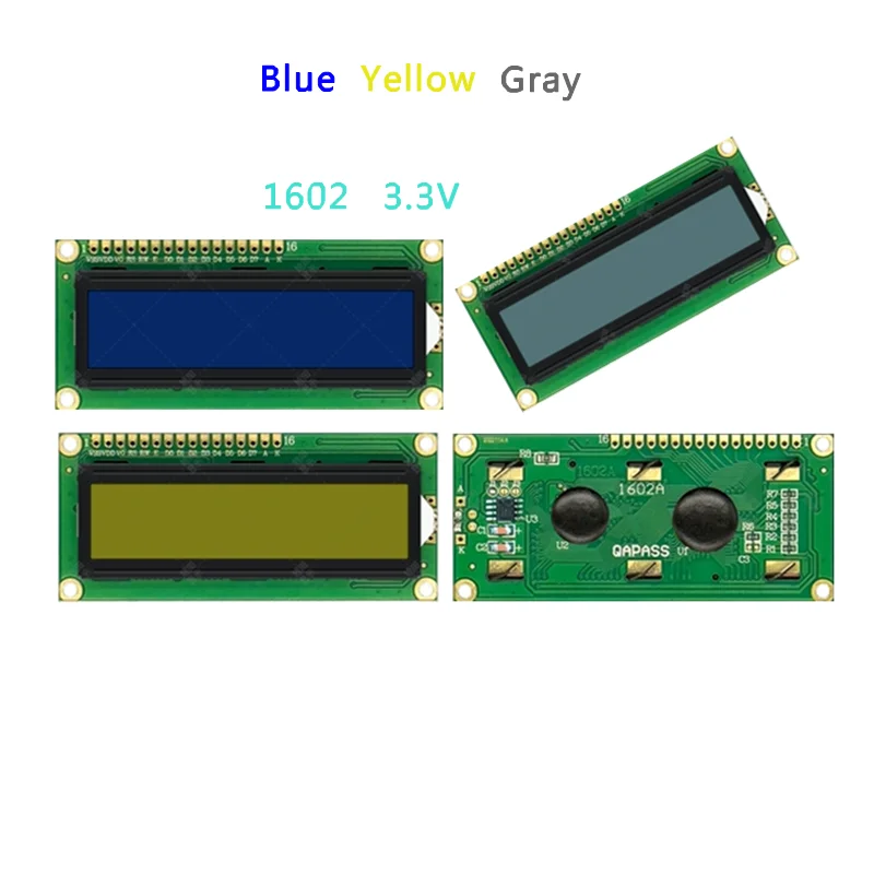 3-3V-16-2-Character-LCD-Display-LCM-1602-16X2-162-Yellow-Gray-Blue ...
