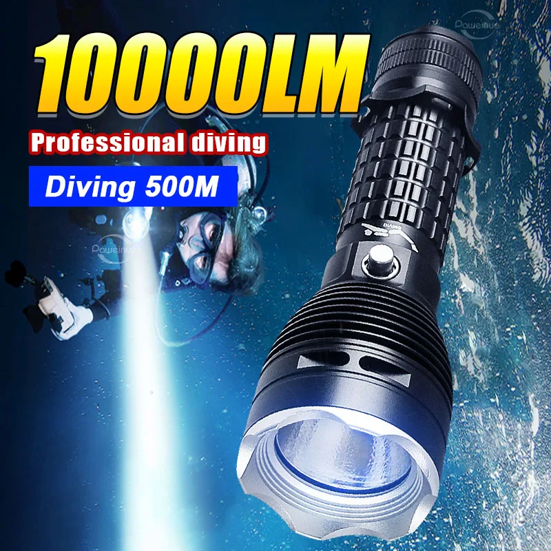 10000LM-Professional-Diving-Flashlight-Scuba-LED-Dive-Light-26650 ...