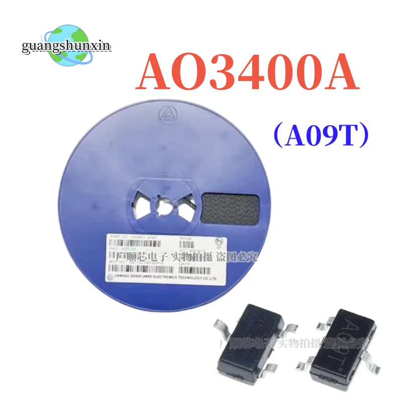 (100 pièces) AO3400 /AO3400A /3400 A09T SOT-23 SMD Transistor à effet ...