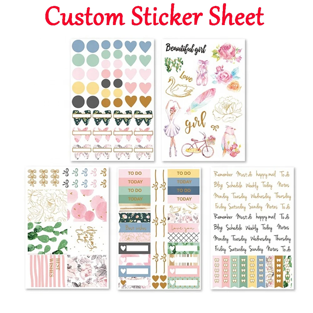 Custom Sticker Sheet Logo Name Label Pvc Vinyl Waterproof Kiss Cut ...