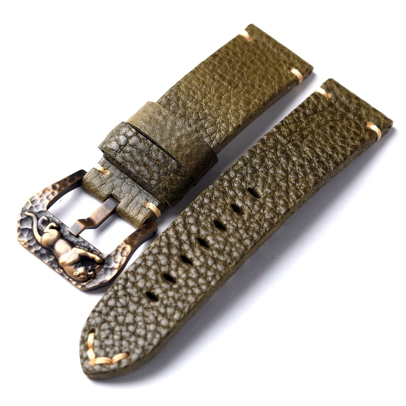 Green-Watchband-Bronze-Watch-Buckle-20-22-24-26MM-Thickened-Soft ...