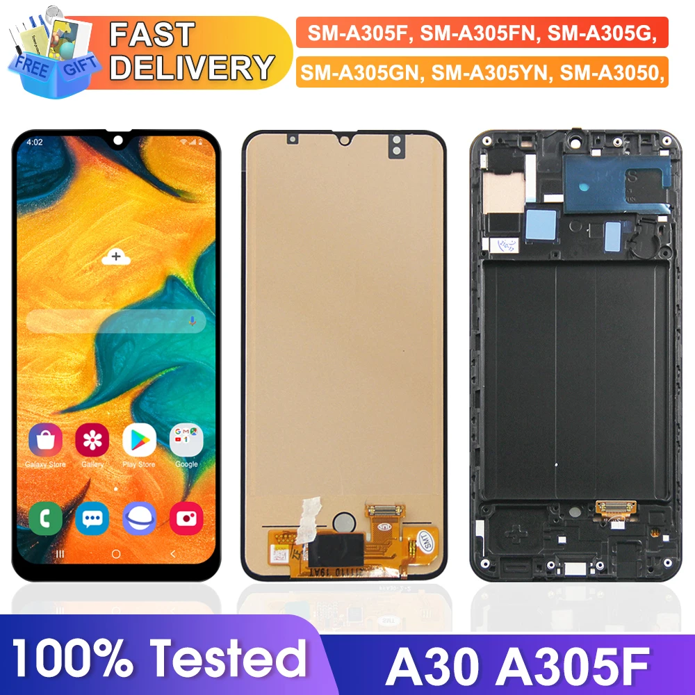 Aaa+ Quality A30 A305/ds A305f Display Screen With Frame, Lcd Display Touch Screen Digitizer ...