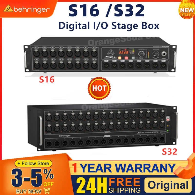 Behringer S16/ S32 16-output / 32-input Digital Stage Box with Remote ...