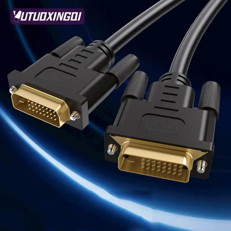 DVI Cable Male To Male Dual Channel 24+1 Pure Copper Plated Connector ...