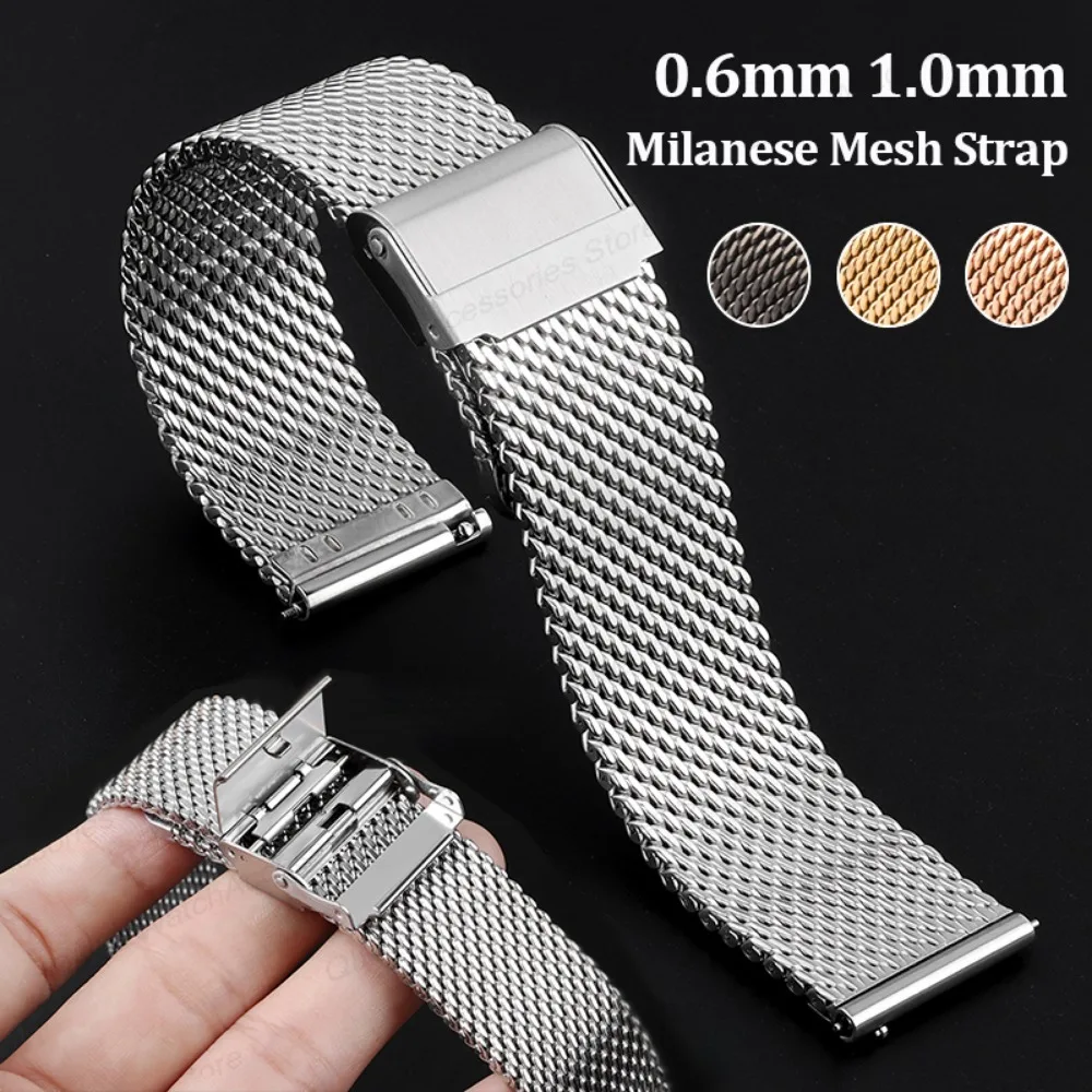 0.6mm 1.0mm Milanese Mesh Strap Steel Watchband for Samsung Galaxy ...