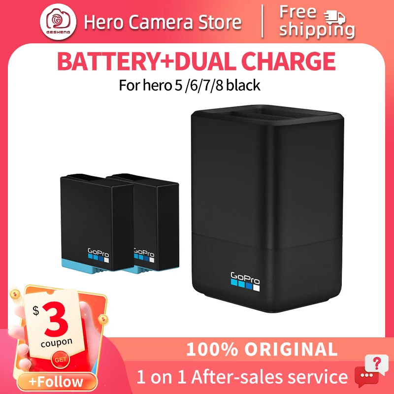 GoPro-Hero-8-7-6-5-Black-action-camera-original-charger-battery-1220mAh ...