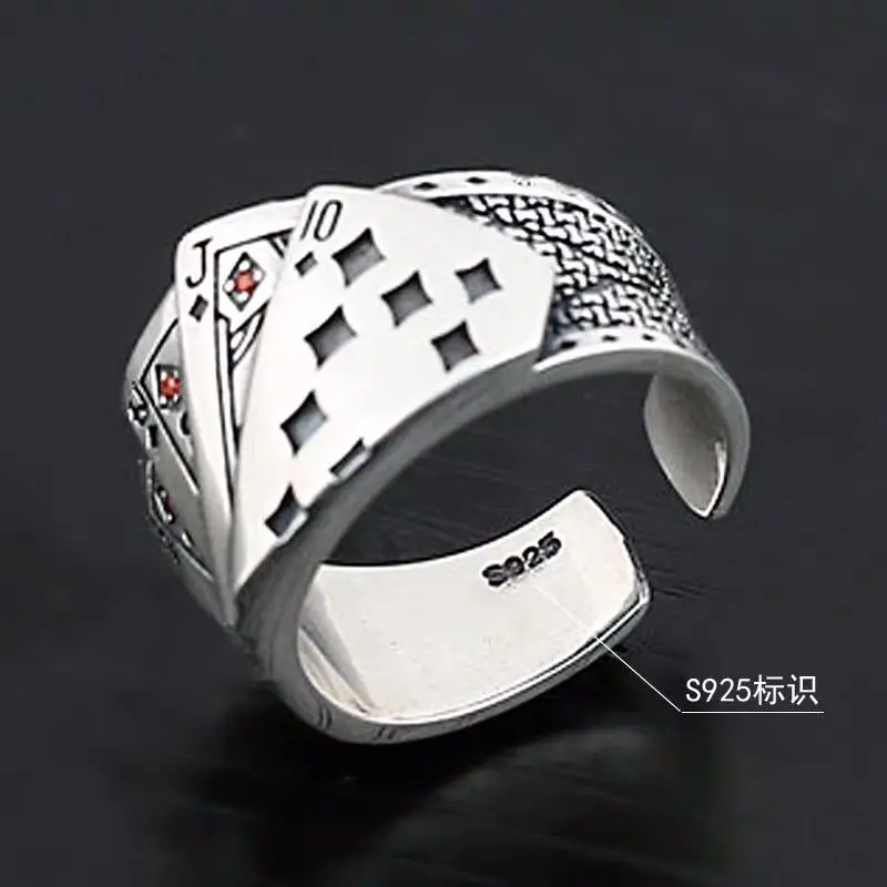 Buyee-925-Sterling-Silver-Rock-Punk-Ring-Elegant-Poker-Open-Ring-Finger ...