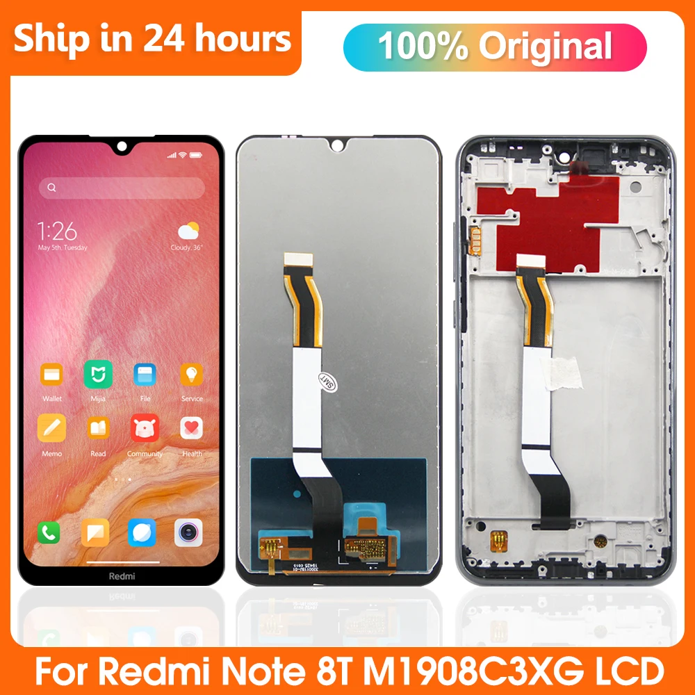 Xiaomi Redmi 참고 8T LCD 디스플레이 M1908C3XG 터치 스크린 디지타이저 어셈블리 교체 Note8T 프레임에 ...