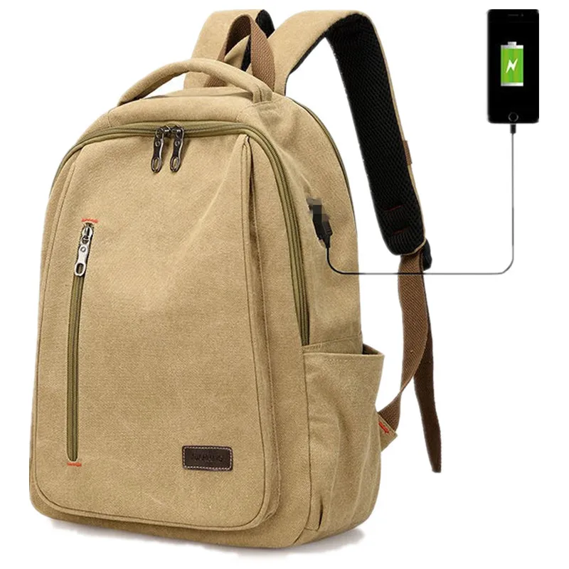 Men-s-Canvas-Backpack-Simple-Casual-Unisex-Travel-Backpack-Schoolbag ...