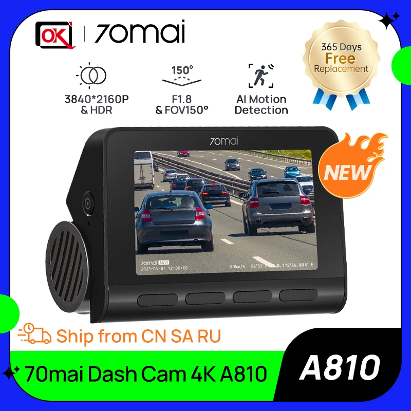 70mai-Ultra-HD-4K-Dash-Cam-A810-Global-Version-Built-in-GPS-ADAS-150 ...
