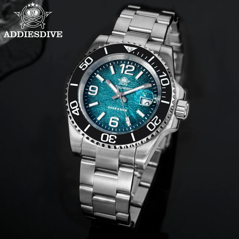 ADDIESDIVE Quartz Man Watch 200m Waterproof Super Luminous 41mm Mineral ...