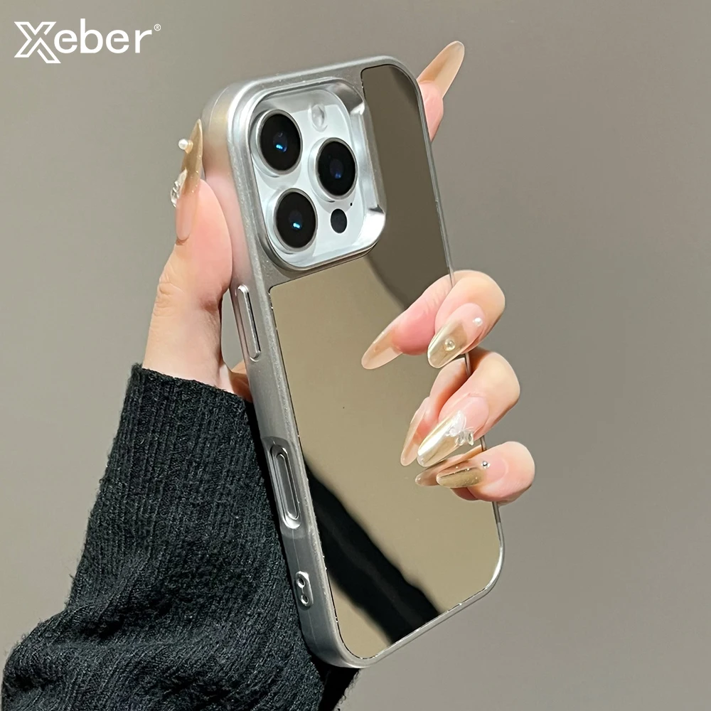 Luxury Plating Make Up Mirror PC Phone Case For iPhone 16 15 14 13 12 ...