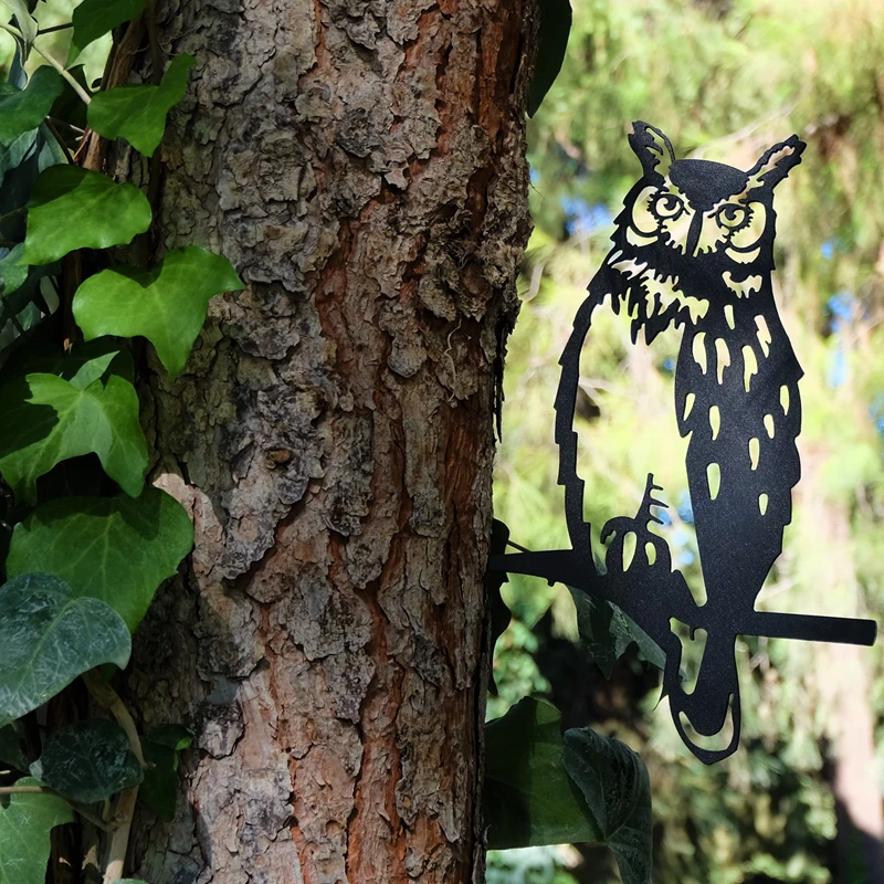 Owl Birds Stake Eagle Black Iron Tree Wrought - Cutegiftie