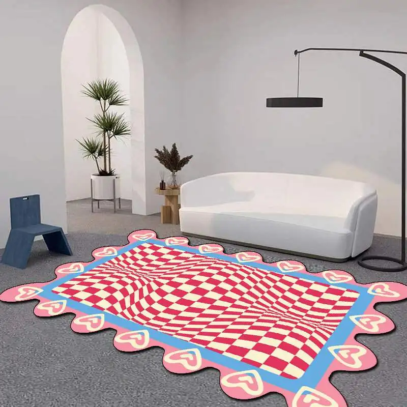 Checkerboard Living Room Decoration Carpet Creative Rugs For Bedroom ...