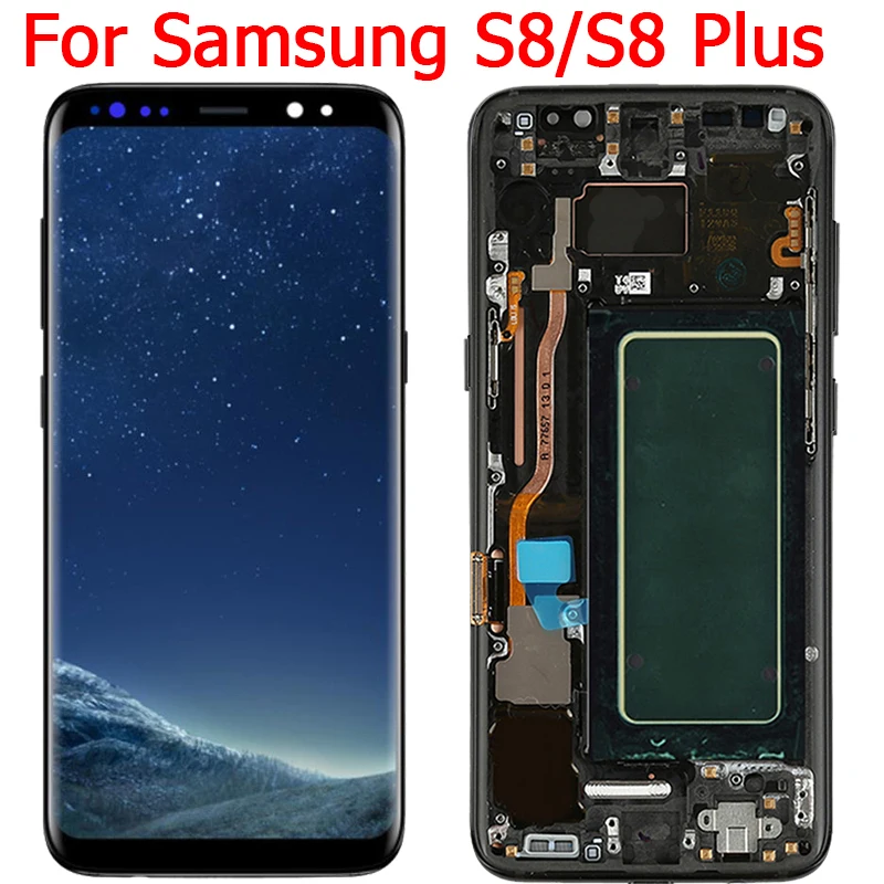 Écran tactile LCD Super AMOLED pour Samsung Galaxy S8 Plus G955F G955A G950F/DS, cadre d'origine ...