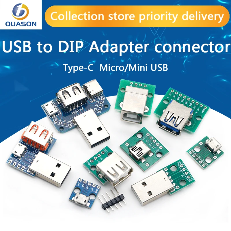 Conector USB macho/MINI MICRO USB A Adaptador DIP hembra, conector 2,54 ...