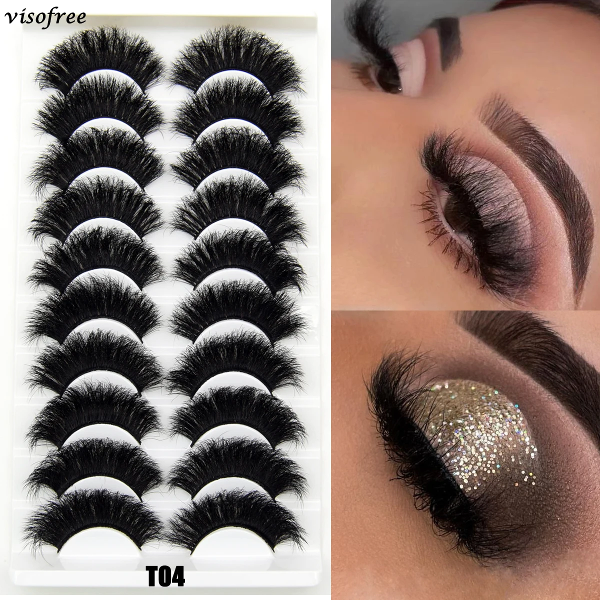 Visofree-Eyelashes-3D-Mink-Lashes-Fluffy-Volume-Mink-False-Eyelashes ...