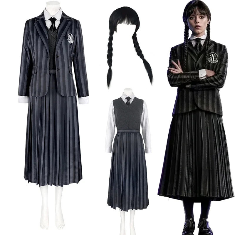 Wednesday addams cosplay traje schoolgirl nevermore colégio uniformes ...