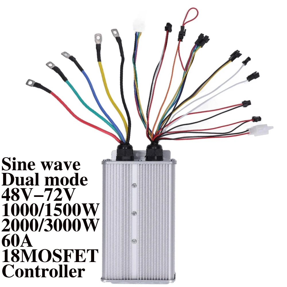 1000W 2000W 3000W Electric Controller 48V 72V 30-60A Dual Mode 18 ...