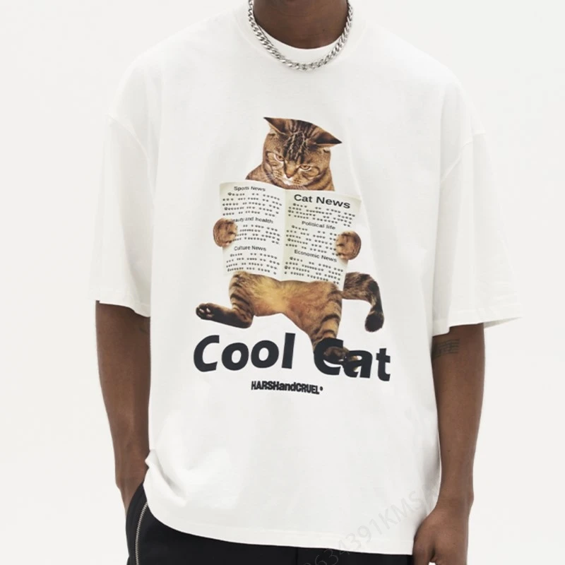 Harshandcruel-Fun-Cool-Drag-Tanuki-Print-T-shirt-Half-Sleeve-Top-Loose ...