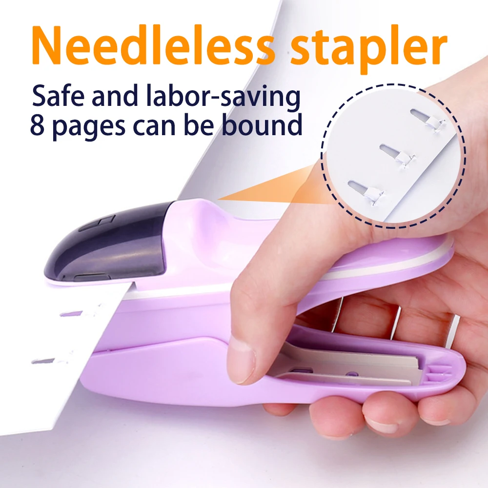 Handheld Mini Safe Stapler Without Staples Staple Free Stapleless 8 Sheets Capacity For Paper ...