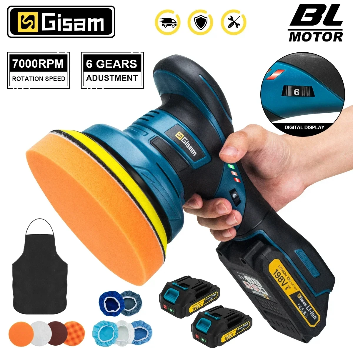 7000RPM Brushless Electric Polisher Car Polisher Wireless Car Polishing ...